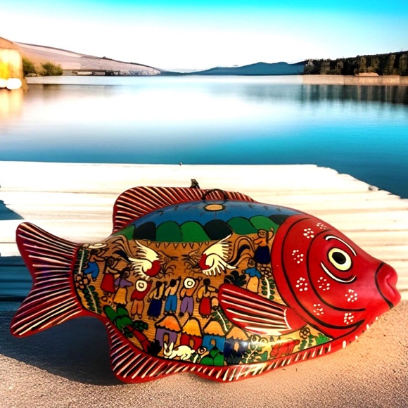 unbranded | Art | Mexican Folk Art Hanging Plate Red Fish Talavera ...